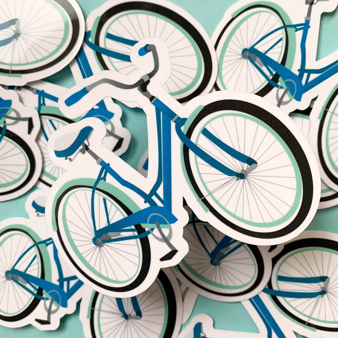 Bicycle Sticker | Blue Bike | Waterproof Vinyl Sticker - Etsy