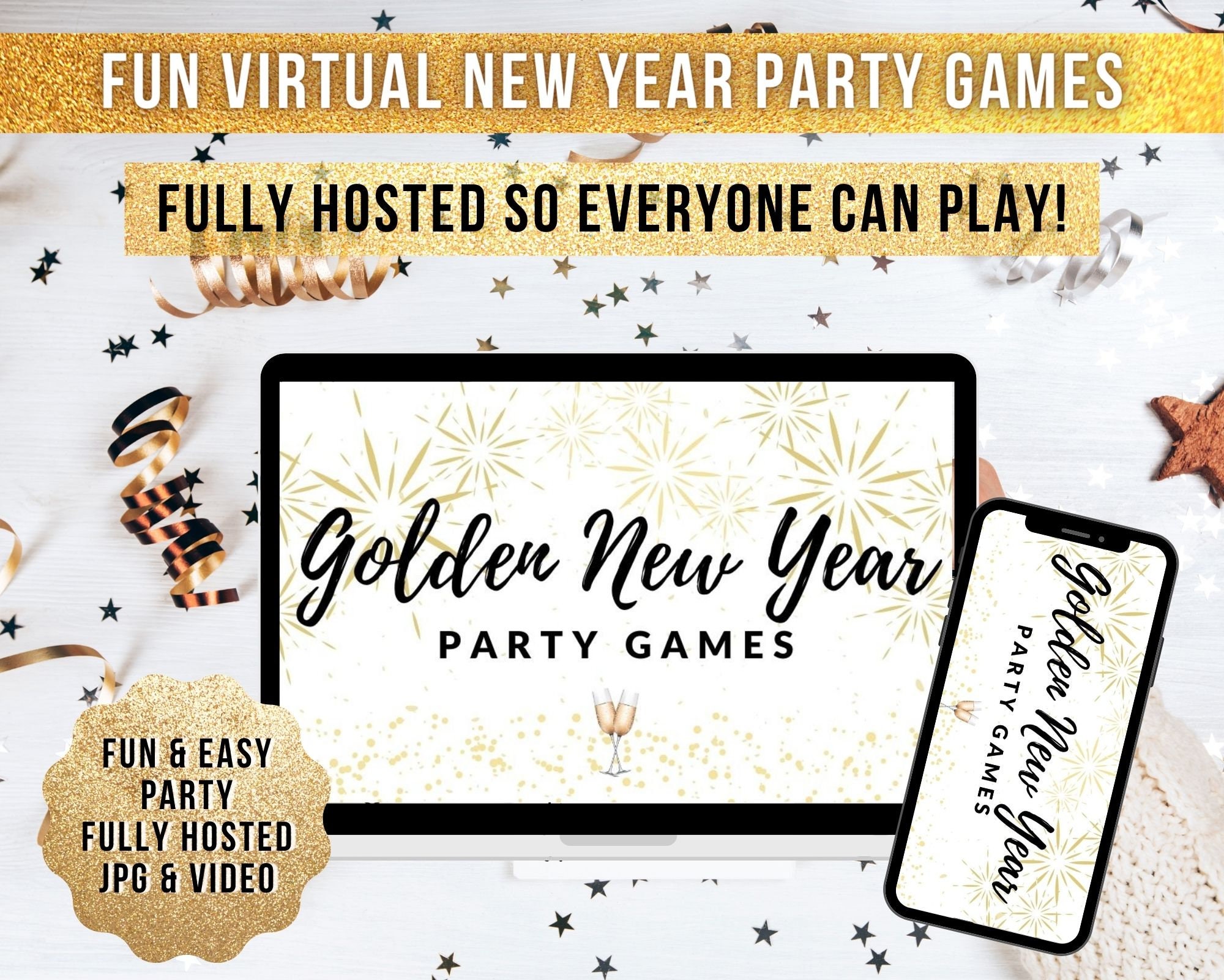 Fully Hosted Virtual New Year Party Games Family Christmas Party Office ...