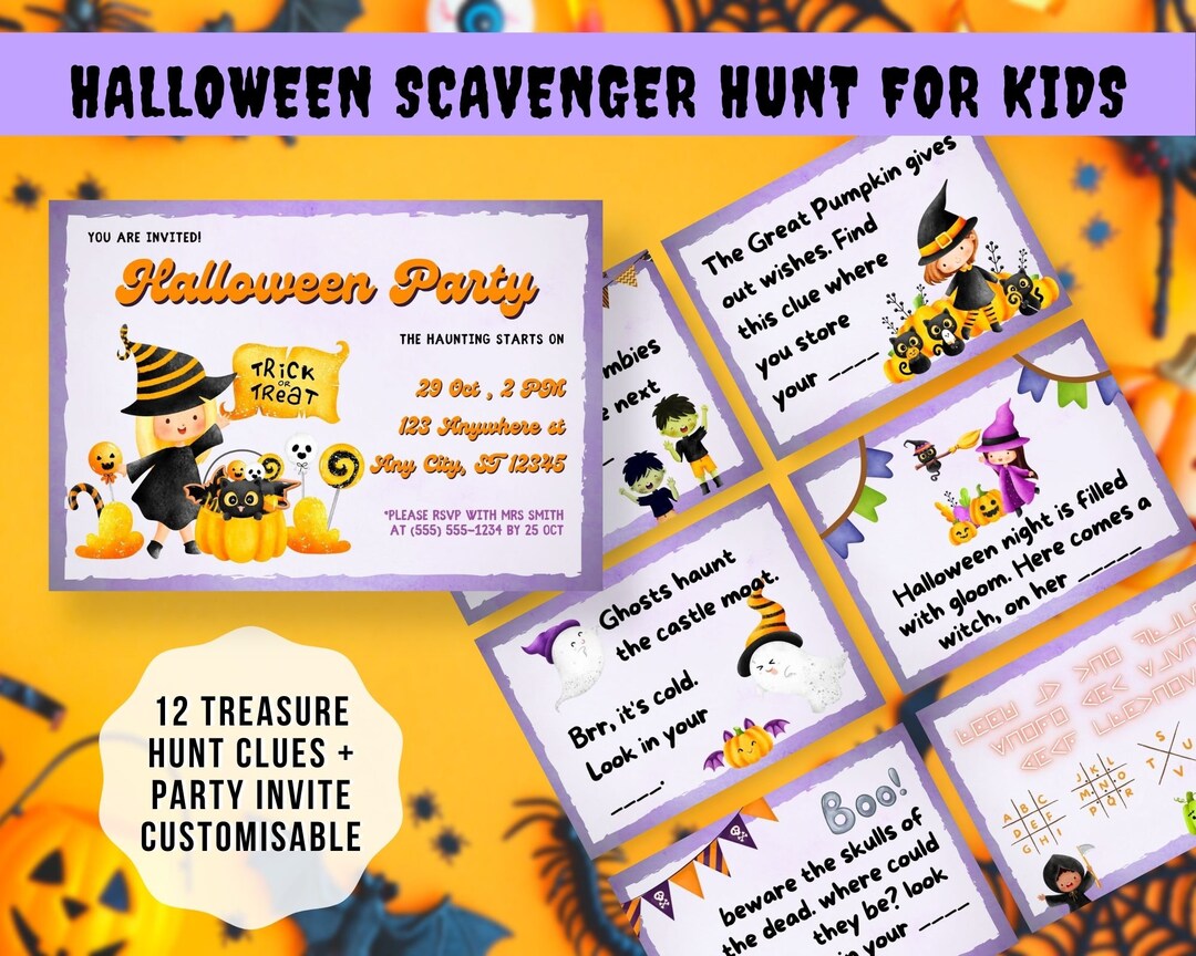 Indoor Halloween Treasure Hunt for Kids | Digital Printable | Holiday ...