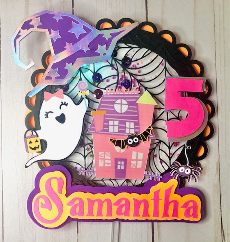 Spooky Cake Topper Girly Halloween Cake Topper Halloween - Etsy