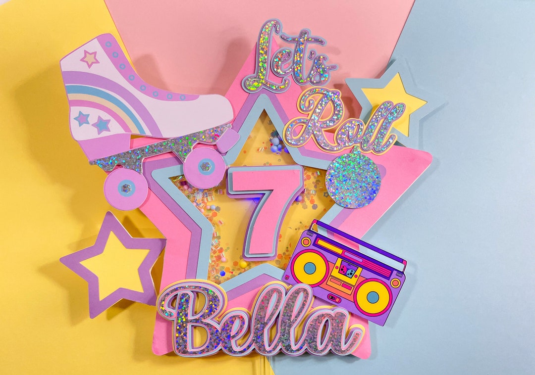 Roller Skate Cake Topper, Roller Skate Pastels Colors 90s Cake Topper ...