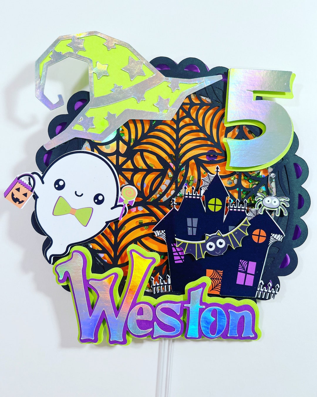 Spooky Cake Topper, Halloween Cake Topper, Ghost Cake Topper, Pink ...