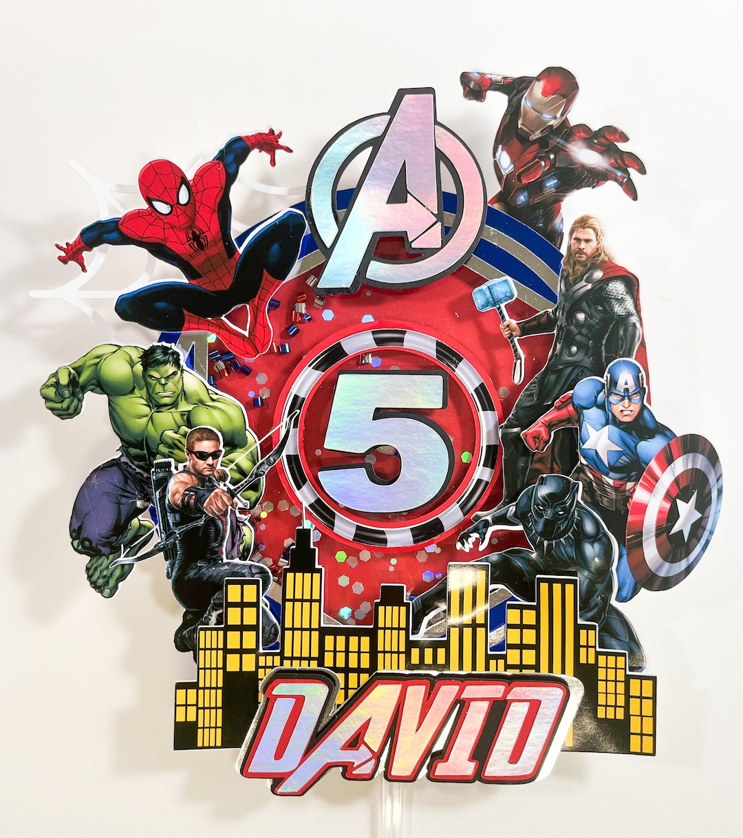 Avengers Inspired Cake Topper Avengers Cake Topper Shaker and LIGHTS UP ...