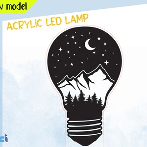 3D Lamp File, Plan for Cnc Laser Engraving, LED Acrylic Lamp Vector ...