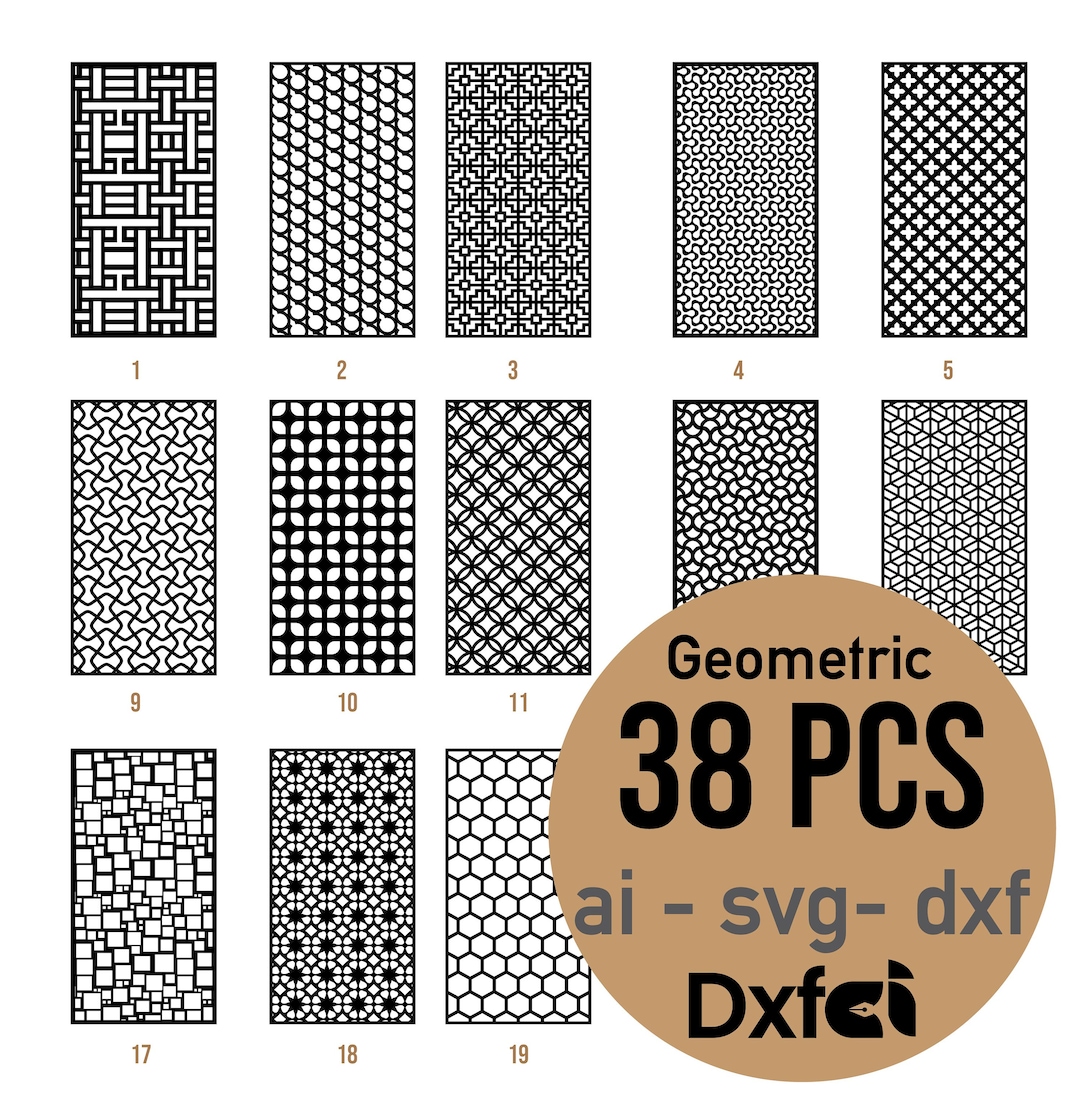 Panel Collection 38pcs Gold Geometric Patterns Panel Templates Ai,svg ...