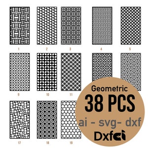 Panel Collection 38pcs Gold Geometric Patterns Panel Templates Ai,svg ...