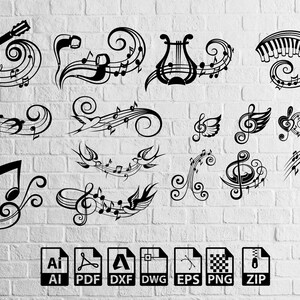 Music Svg Design Sheets Wall Decor Sheet Music Wall Decor Dxf Files for ...