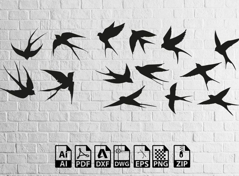 Aves SVG Aves Volando SVG Golondrina Aves Svg Vector Aves Clipart Flock ...