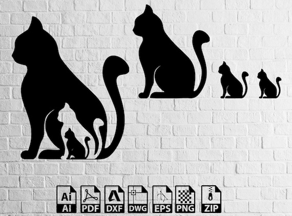 Cat Wall Decor Vector Files Ai Pdf and Dxf Ready Drawings for | Etsy