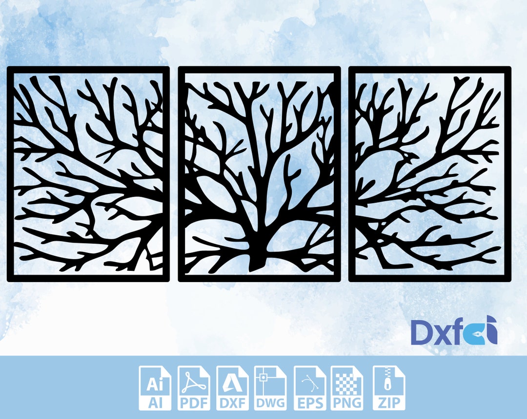 Branches Tree Panel Tree Svg Wall Art DXF CNC Dxf for Plasma Laser ...