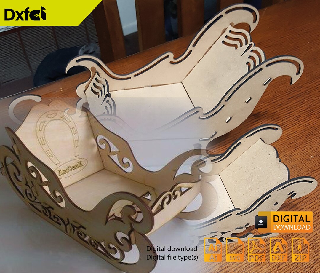 Christmas Santa Sleigh Laser Cut File (svg, Dxf, Ai, Pdf) - Etsy