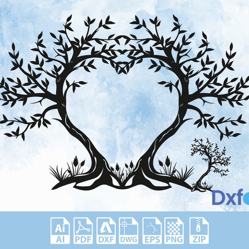 Heart Tree Svg Files Laser Cut Love Dxf Files Heart With Tree - Etsy ...