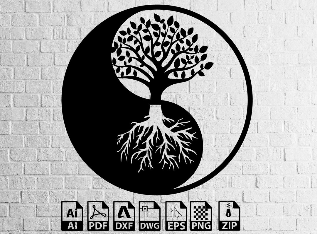 Ying yang tree Svg perfecto svg dxf Archivo de panel de metal para ...