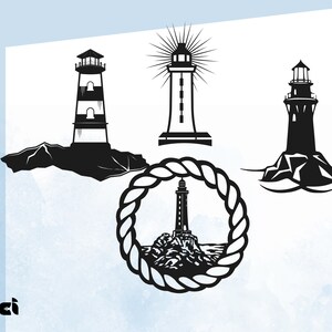 Lighthouse Svg Bundle ,lighthouse Vector File, Dxf Laser Cut Files Sea ...