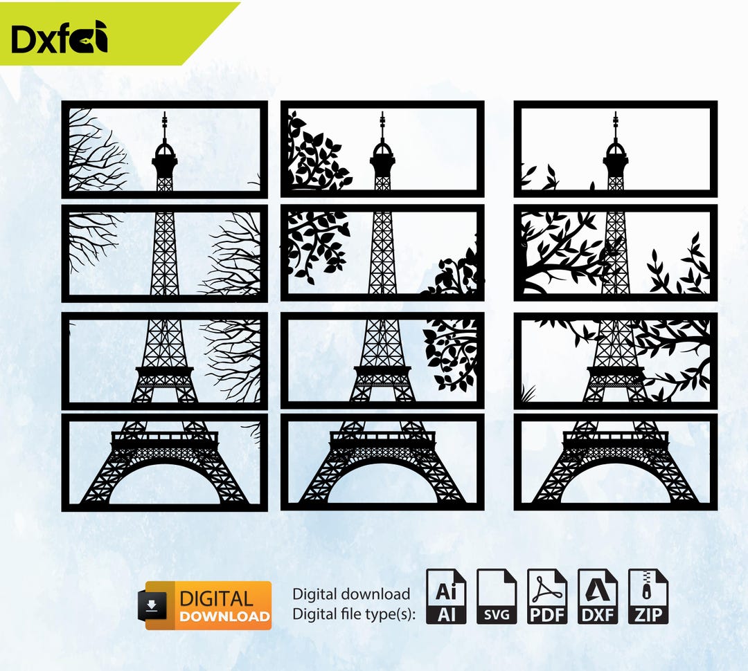 Eiffel Tower SVG Dxf Files | Laser Cut Files | CNC Vector Design - Etsy