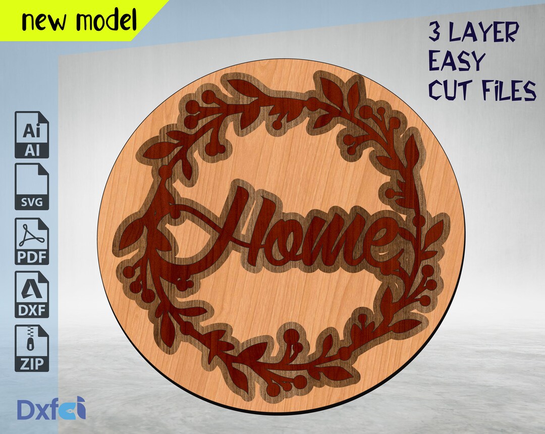 Home Cricut Cut File 3 Layers Home Svg Dxf Laser Cut File Wood Family ...