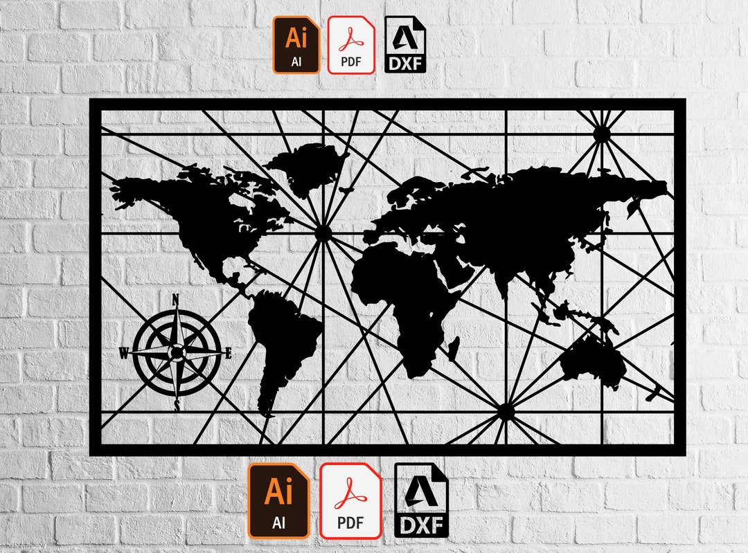 Mapa del mundo svg, DXF world svg, travel svg, mapa svg, silueta del ...