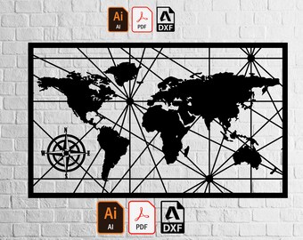 World Map Dxf - Etsy