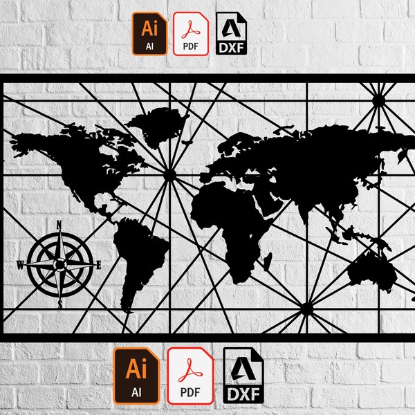 World Map Engraving File - Etsy