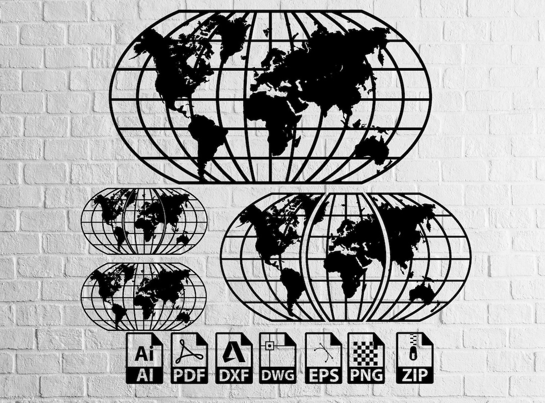 World Map SVG World Map Vector File World Map Cricut World Silhouette ...