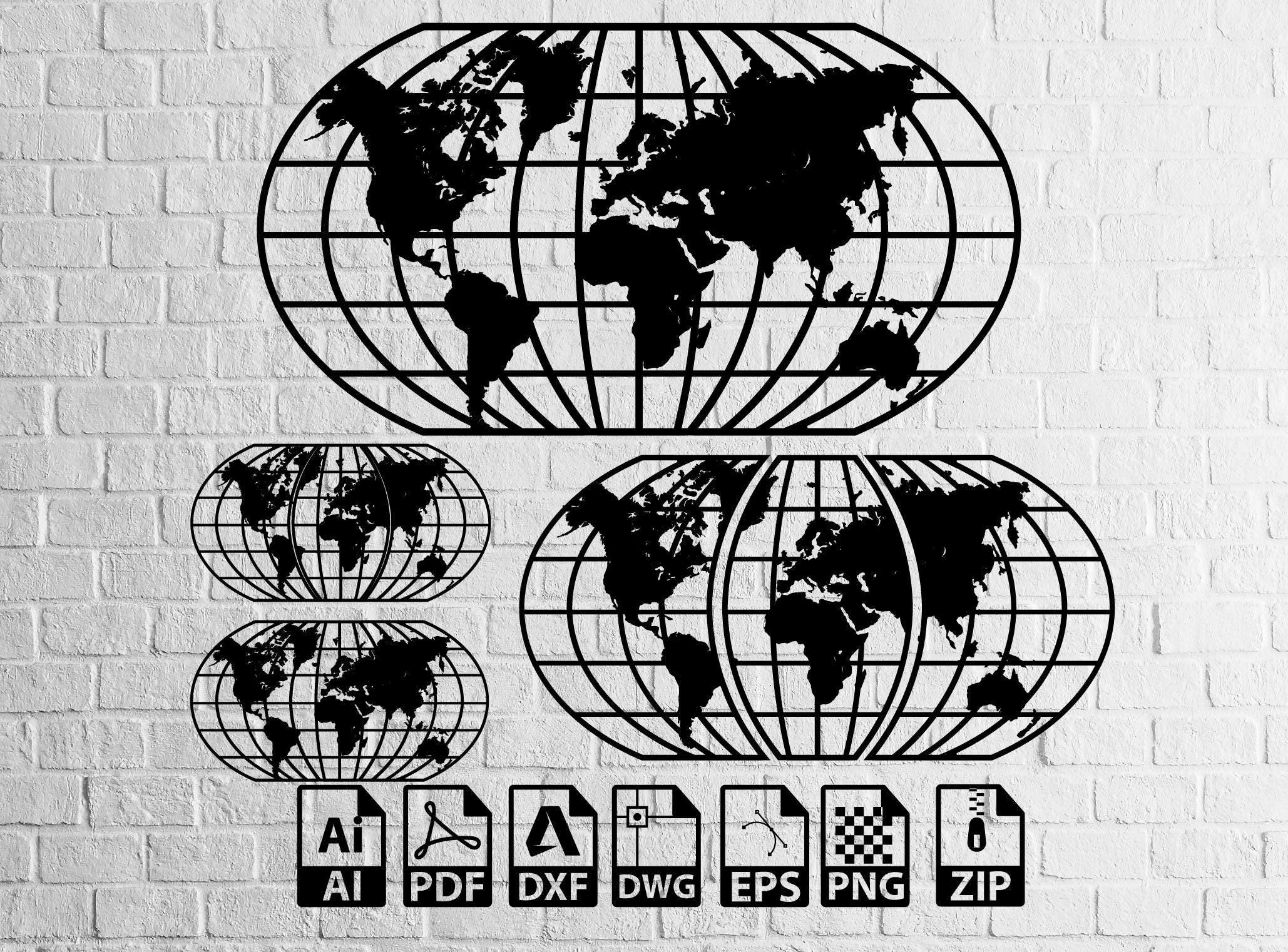 World Map SVG: Vector Cut Files for Cricut (digital Download) - Etsy