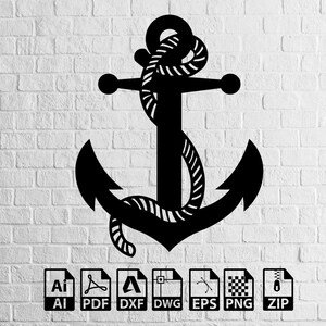 Anchor SVG Bundle, Anchor Dxf Files Laser Cut Split Anchor Rope SVG ...