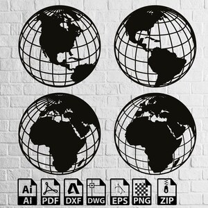 Round Earth Globe Earth Dxf Files – Perfect for Laser Cutting and Wall ...