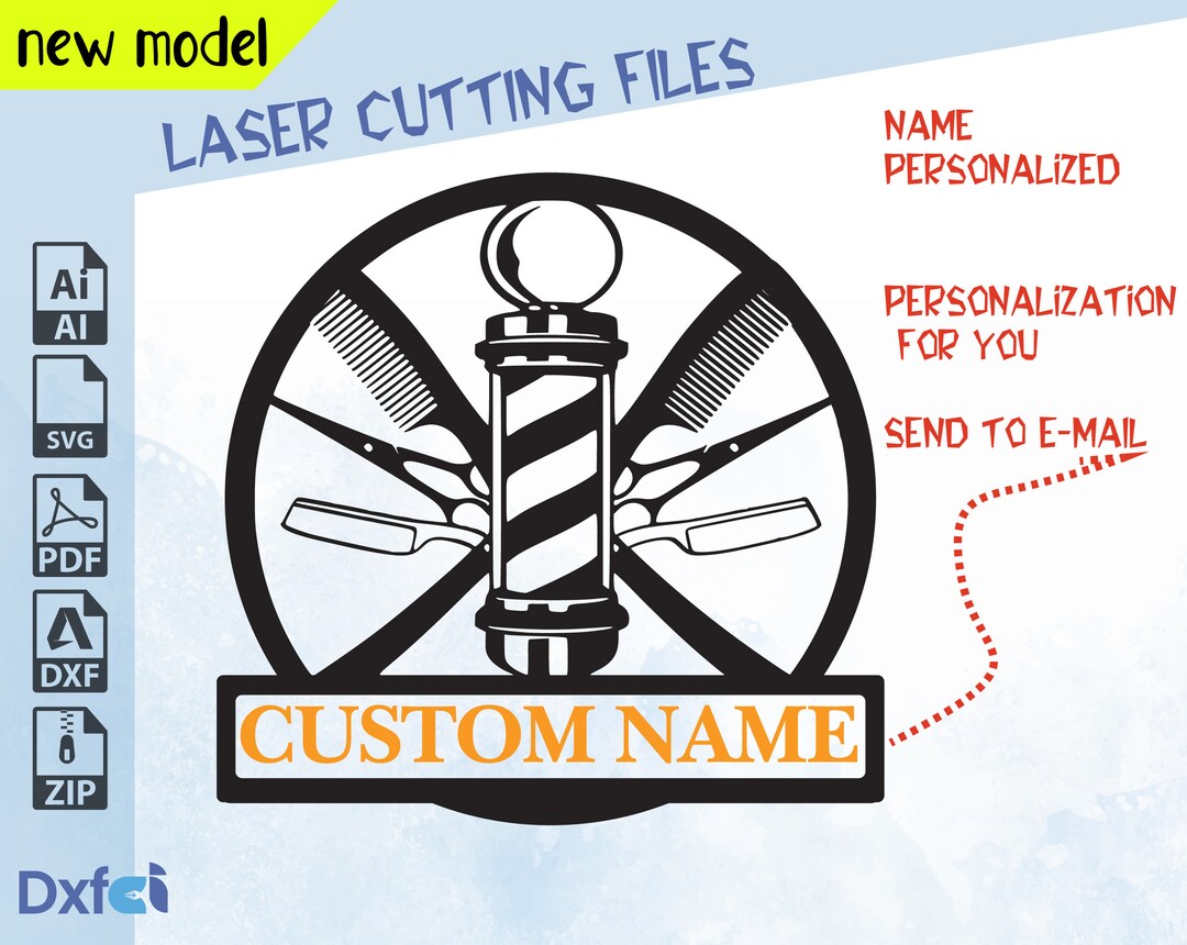 Barber Svg - Custom Name Hairdresser Svg Clock Dxf Files Barber Clock ...