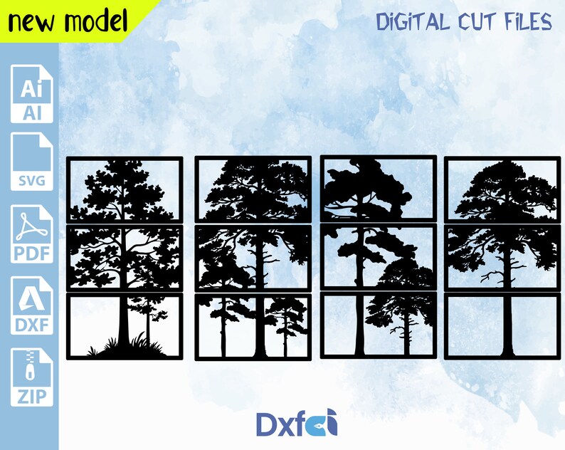 Pine Tree Svg Laser Cut Svg Dxf Files Wall Laser Cut Dxf Files - Etsy