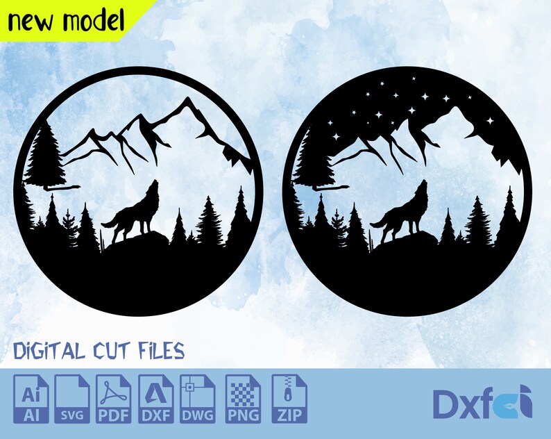 Wolf Svg Mountain Svg Forest Wolf Svg Files CNC Router - Etsy