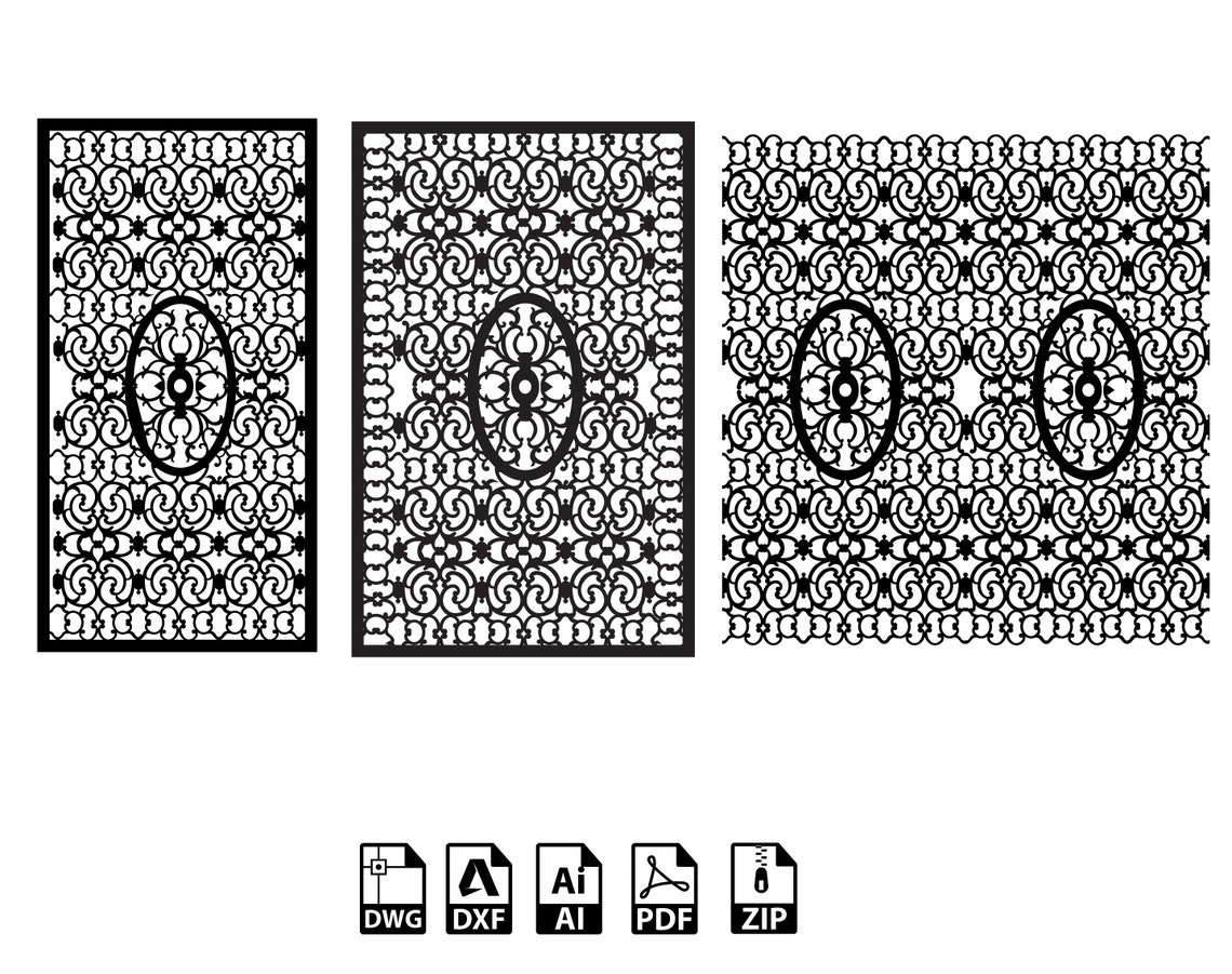 Wrought Iron Gate Grill Panel Dxf Panel Partition Room Divider Vector ...