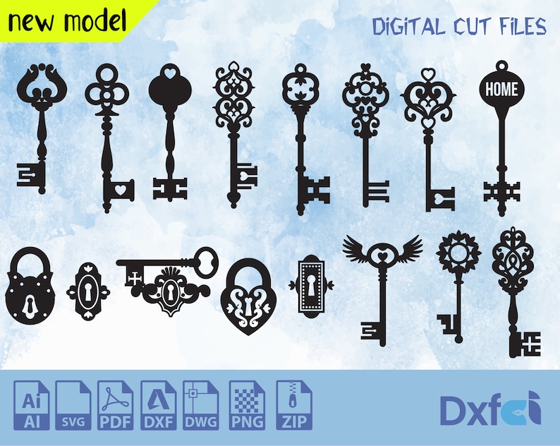 Key Svg Bundle Antique Key Svg Lock Svg Laser Cut Dxf Files - Etsy