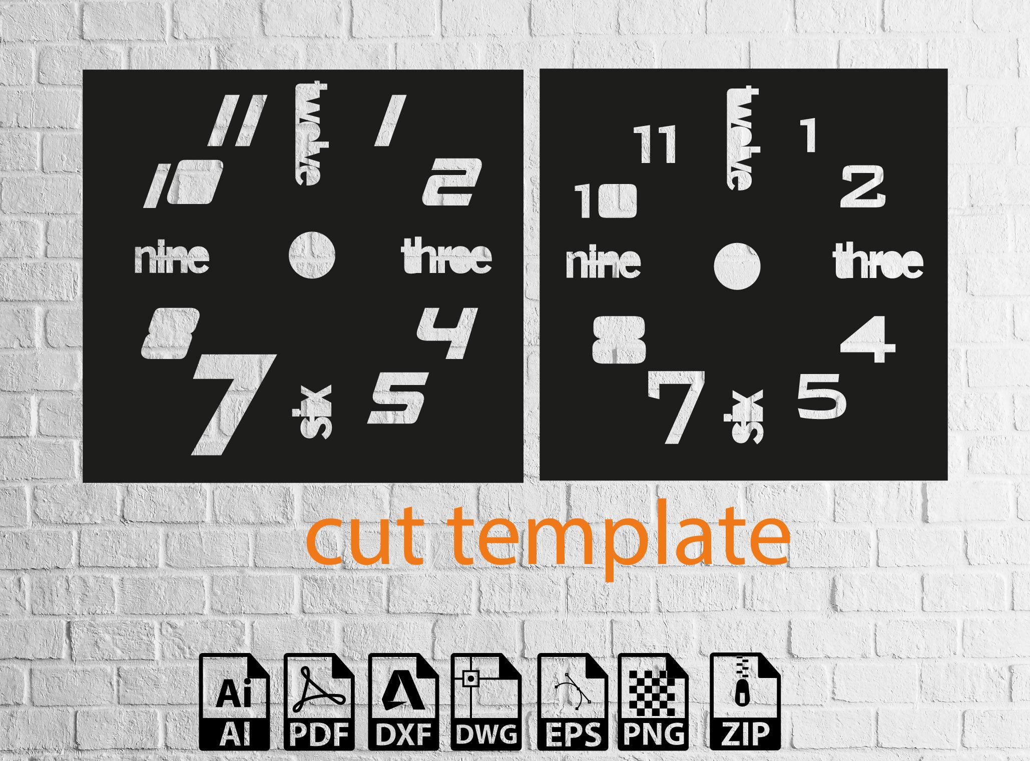 Wall Clock Svg Ai Pdf Dxf Cut Template Decor Clock Laser | Etsy