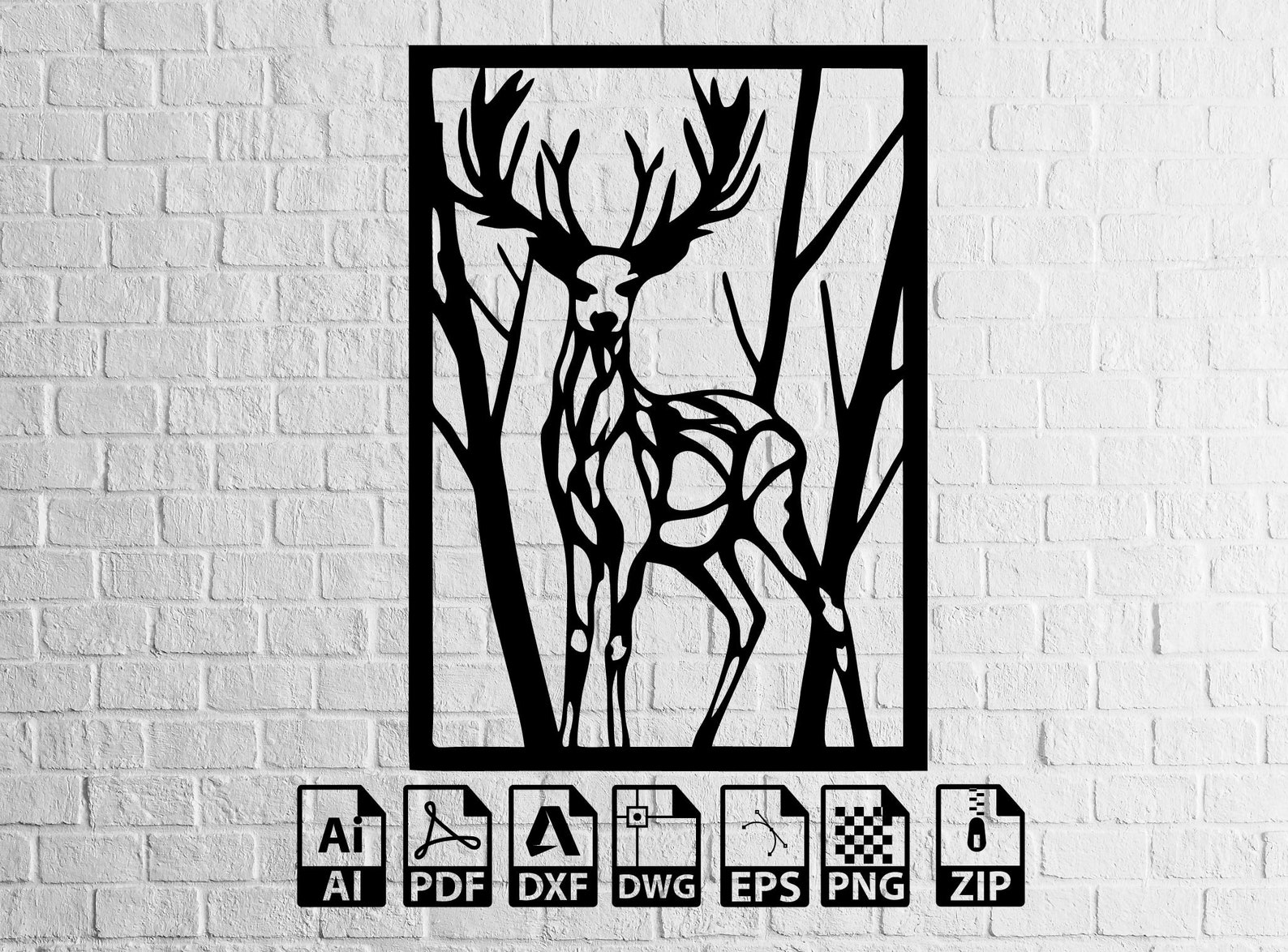 Deer Svg Branches Svg Laser Cut File Plasma Home Decor - Etsy