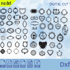 Monogram Svg Monogram Photo Frame Bundle Mega Pack Dxf Files Laser Cut ...