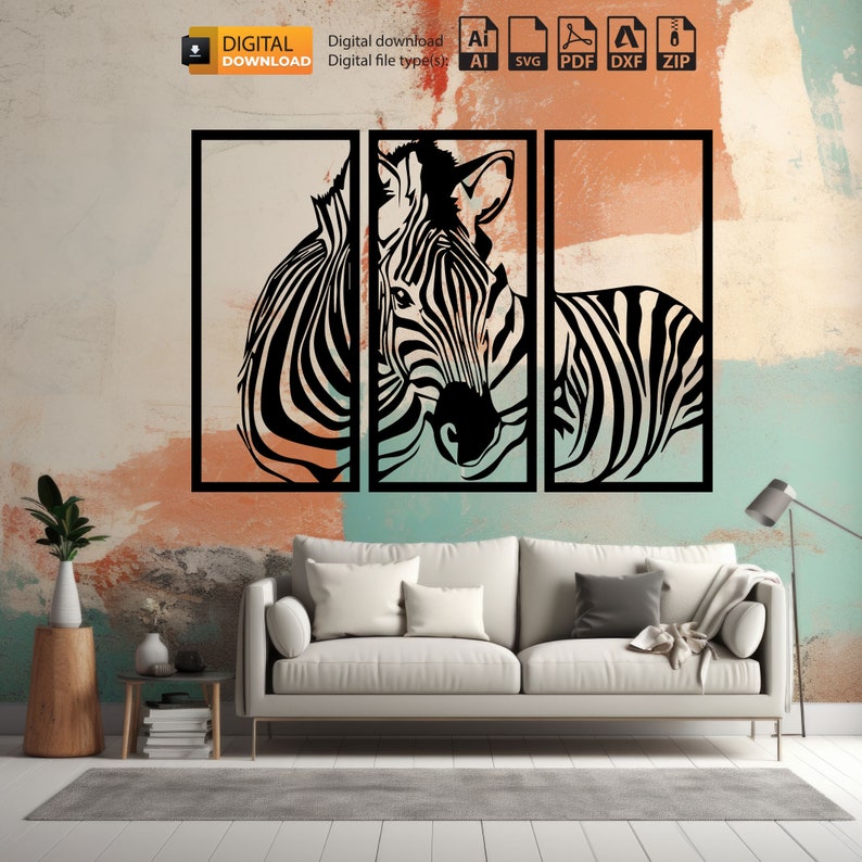 Zebra Wall Art SVG: Laser Cut Animal Decor (digital Files) - Etsy