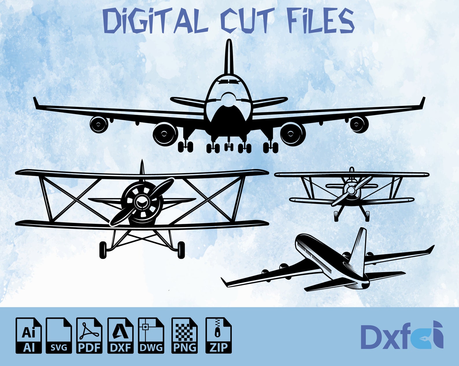 Airplane SVG Laser Cut Files: Aircraft Decor Vector (dxf, Svg, Ai, Pdf ...