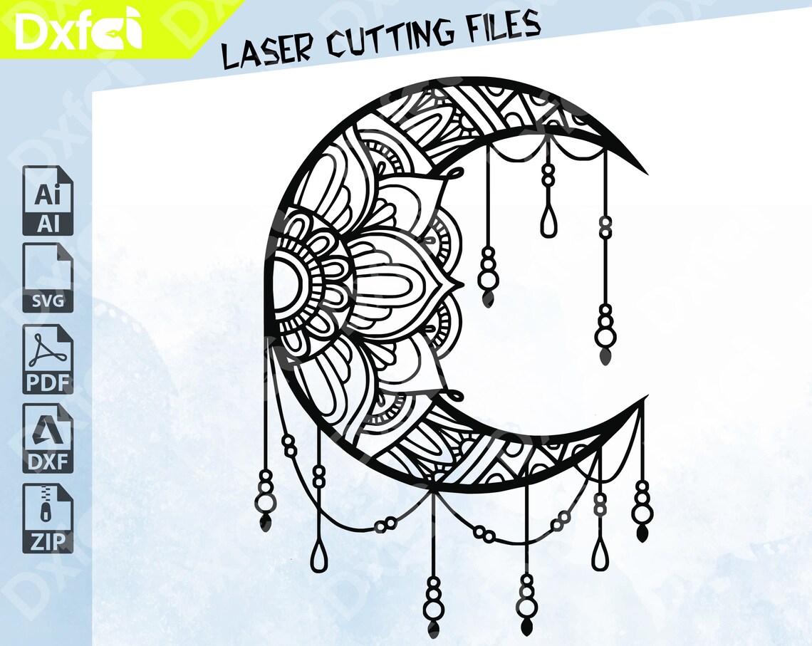 Moon Mandala Svg Cut File Mandala Dxf Files Plasma Cut File - Etsy