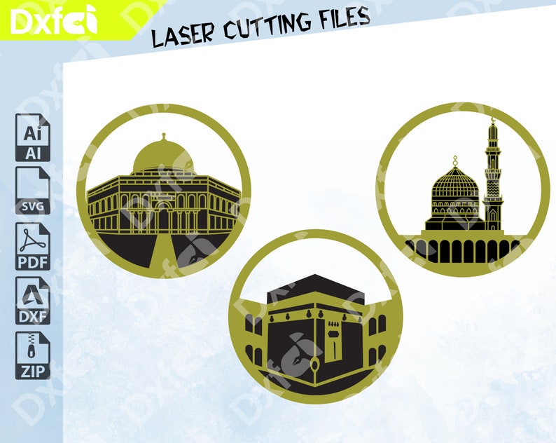 Kabe Svg Islamic Mecca Svg Laser Cut Dxf Filesmasjid an - Etsy
