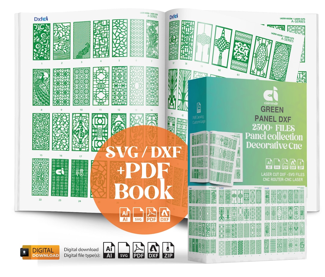 2500+ DXF Panel Files for Plasma Laser CNC -green Pdf Catalog Ready-to ...
