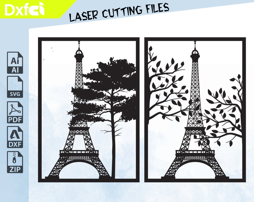 Paris Eiffel Tower Svg Dxf Files Laser Cut Files Drawing for Wall Decor ...