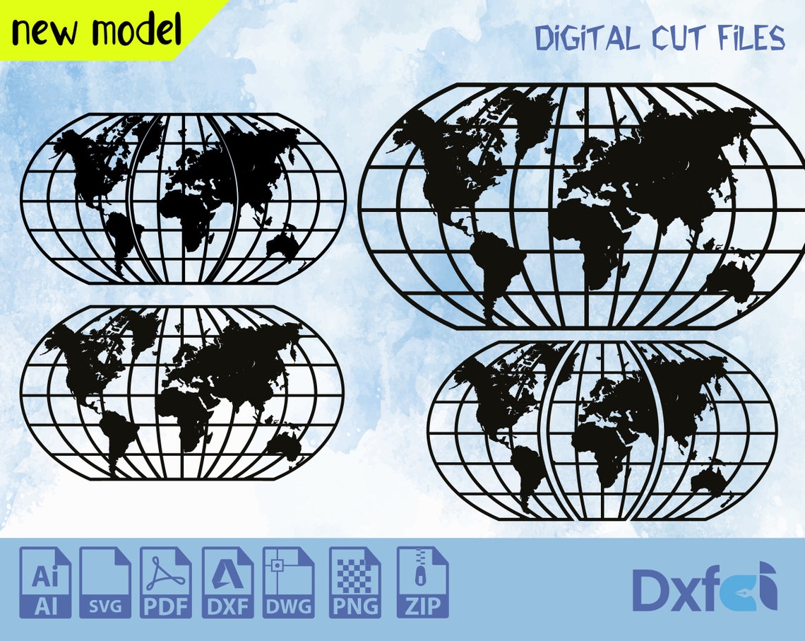 World Map Svg Maps Decor Wall Art Laser Cuts Svg Dxf - Etsy