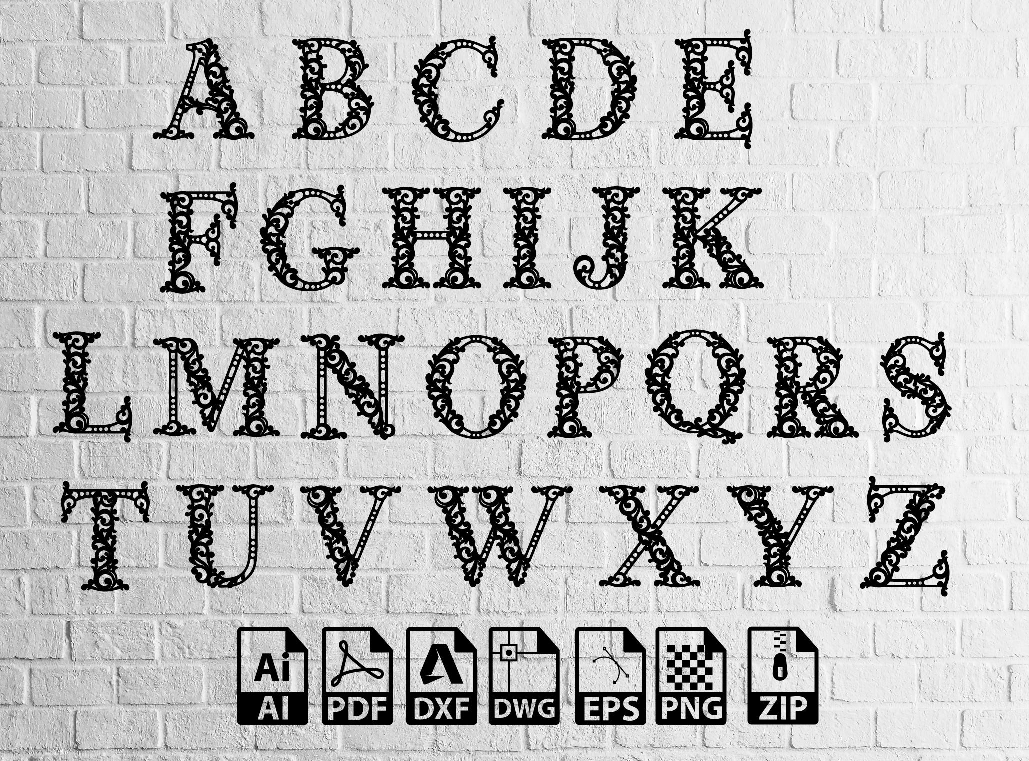 Home Decor Home & Living Svg CNC Router letters pattern floral abc ...