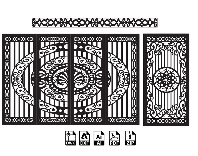 Wrought Iron Gate Grill Panel Dxf Panel Partition Room Divider - Etsy