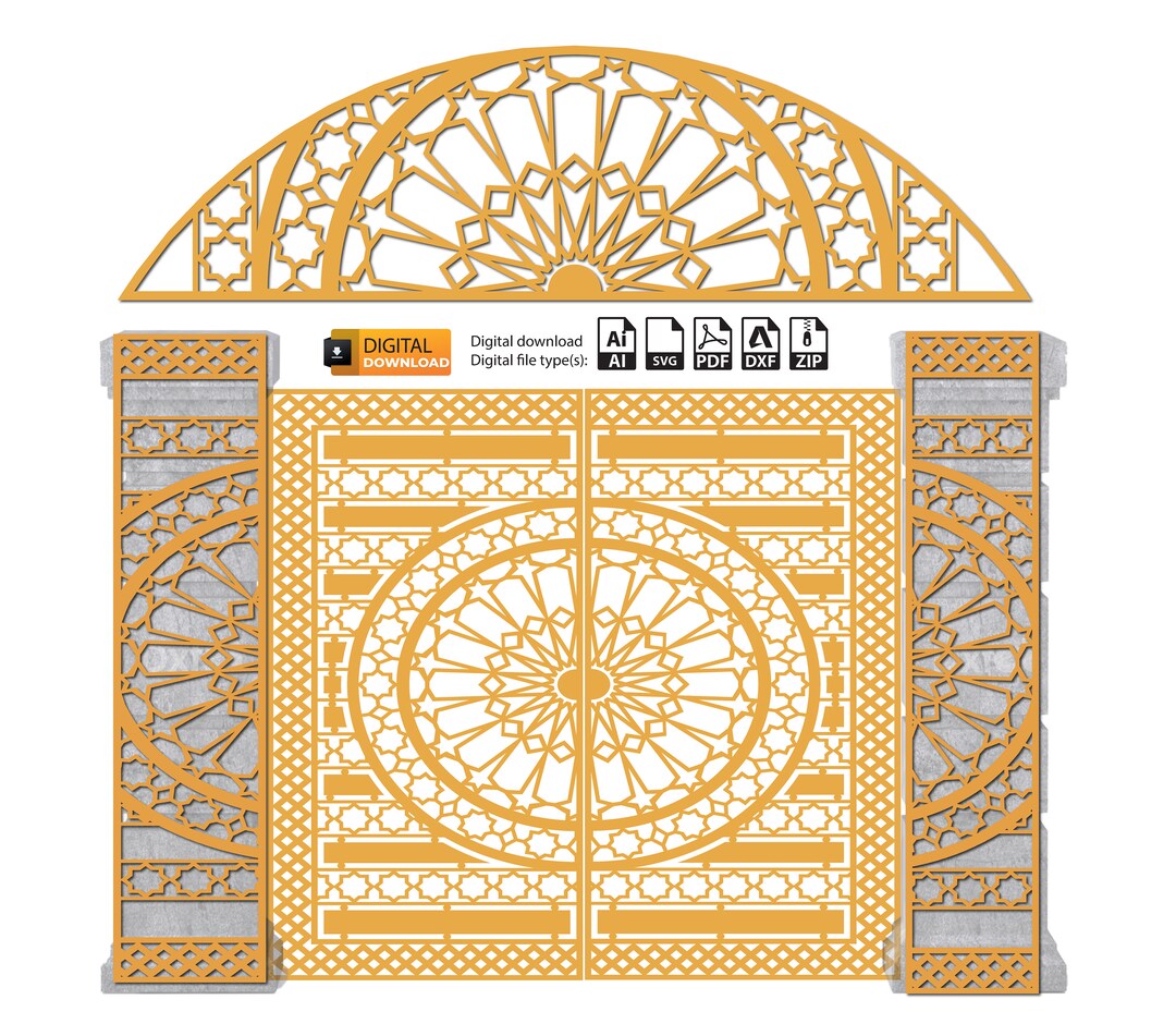 Large Garden Gate Islamic Motif Pattern Garden Gate Files Panel Dxf ...