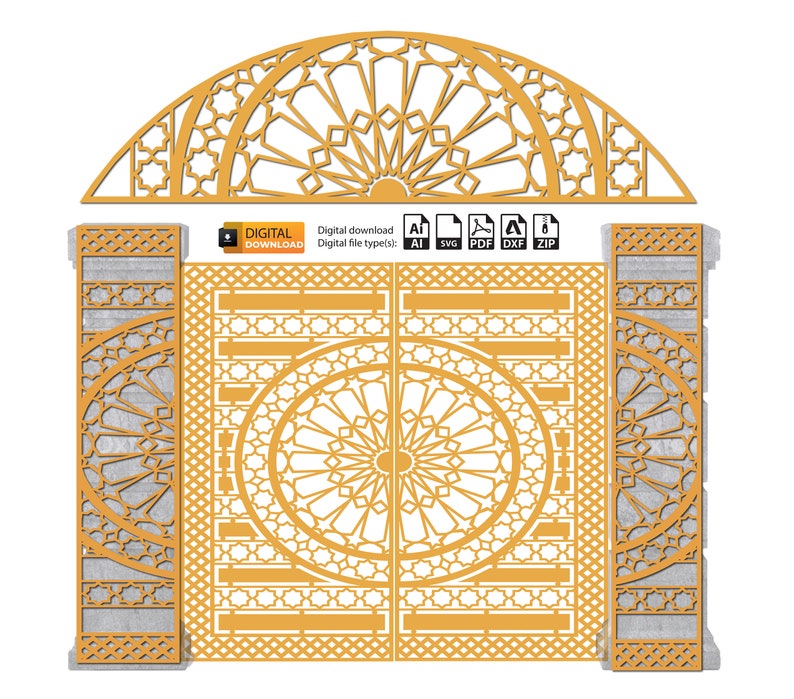 Islamic Motif Garden Gate DXF Files: Laser Cut CNC Panel (digital ...