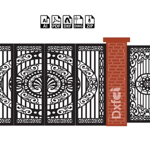 Wrought Iron Gate Grill Panel Dxf Panel Partition Room Divider Vector ...