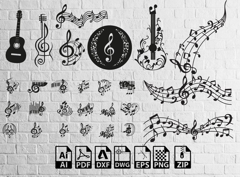 Music Svg Notes Package Designmusic Notes SVG / Guitar Note - Etsy