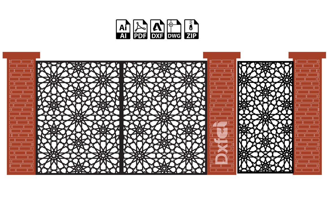 Main Gate Selcuklu Gate Design Svg Iron Main Swing Gate Dxf - Etsy