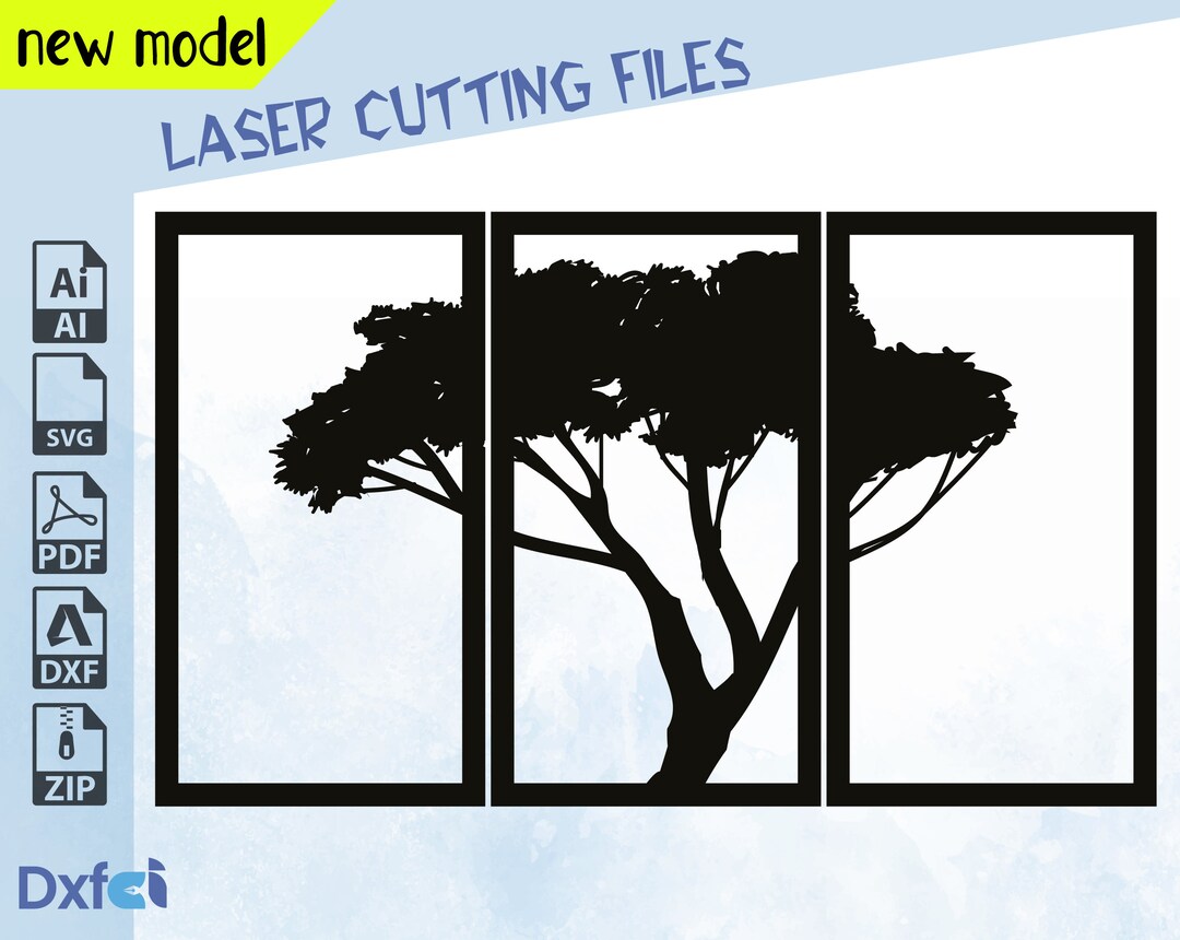 Tree Leaf Canvas Laser Cut Dxf Files Triad Canvas Tree Decor Vector ...